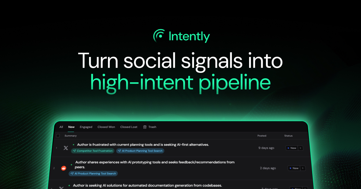 Intently | Turn social signals into high-intent pipeline.